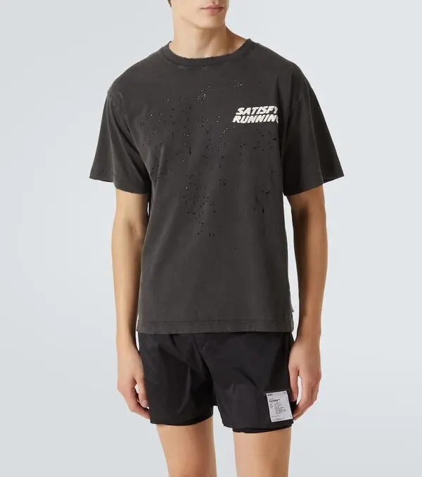 Satisfy Mothtech Distressed Cotton Jersey T-shirt - Grey