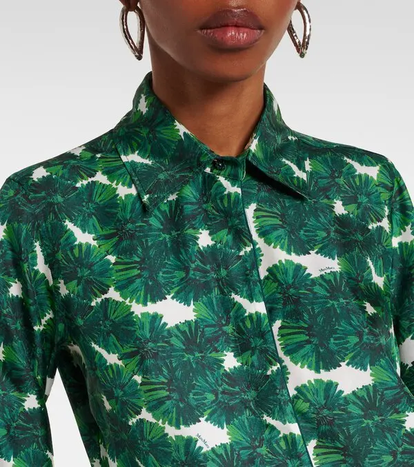 Max Mara Rodesia Printed Silk Twill Shirt - Green