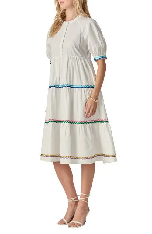 English Factory Ribbon Trim A-line Midi Dress