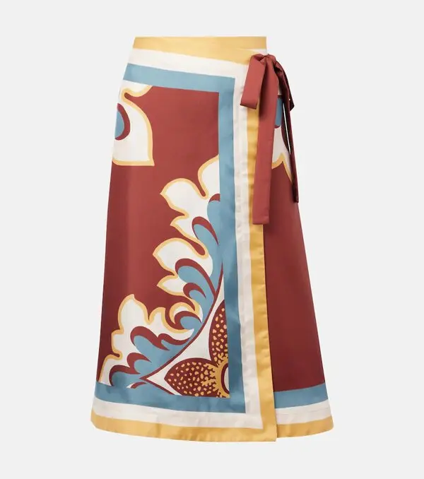 La DoubleJ Printed Silk Wrap Skirt