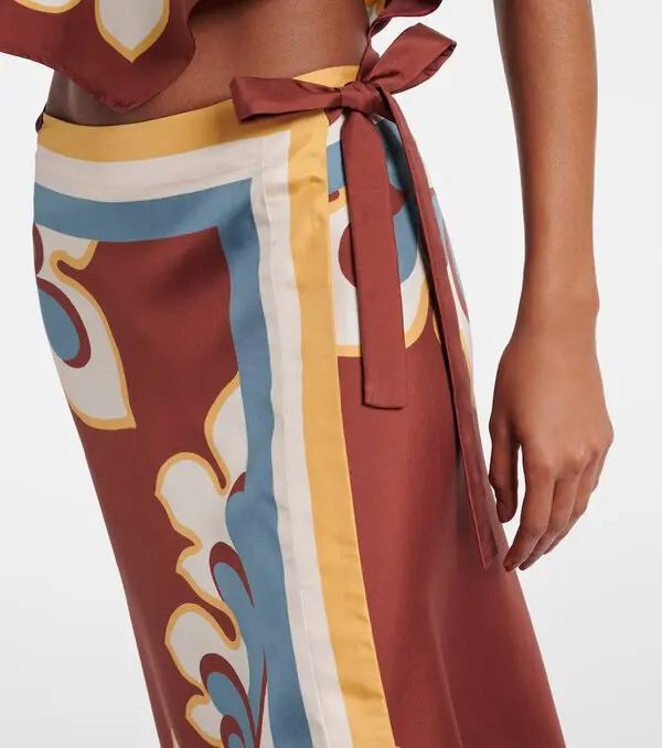 La DoubleJ Printed Silk Wrap Skirt - Multicoloured