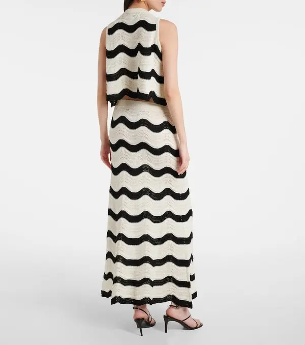 La DoubleJ Chevron Cotton Crochet Crop Top - White