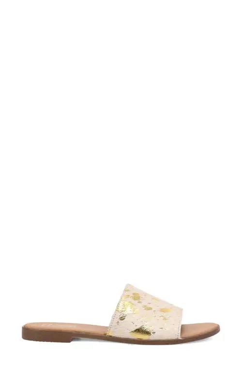 DINGO Calf Hair Slide Sandal - Gold