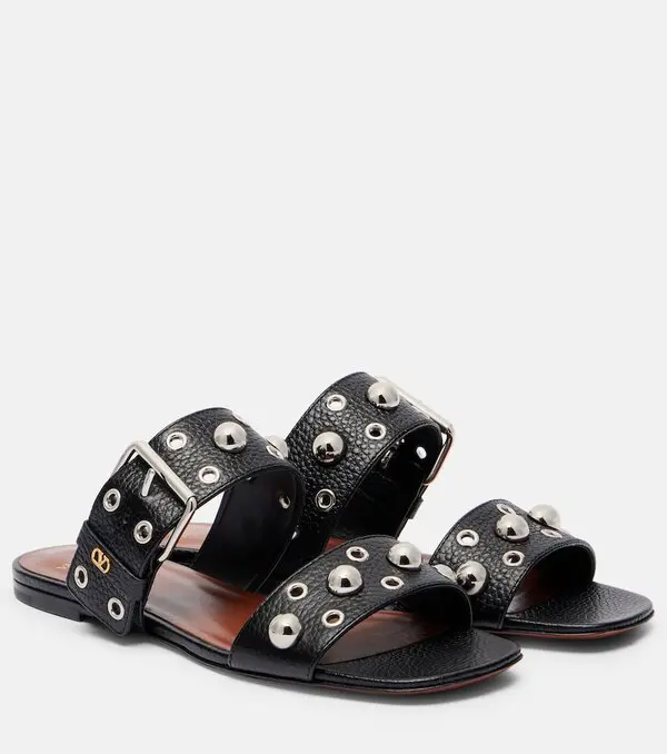 Valentino Garavani Studded Leather Sandals - Black