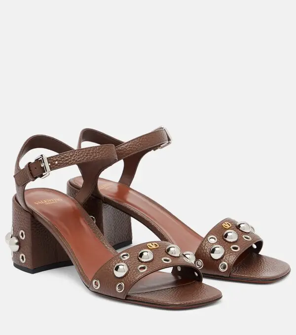 Valentino Garavani Studded Leather Sandals - Brown