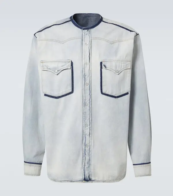 MAISON MARGIELA Embellished Denim Overshirt - Blue