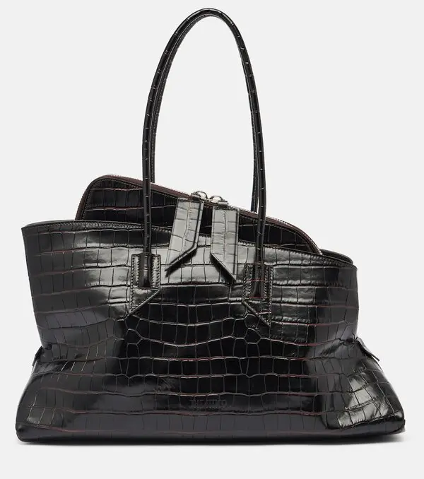 Attico La Passeggiata Medium Leather Tote - Black