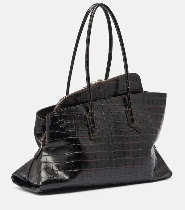 Attico La Passeggiata Medium Leather Tote - Black