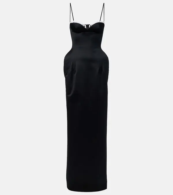 Magda Butrym Crochet-trimmed Bustier Gown - Black