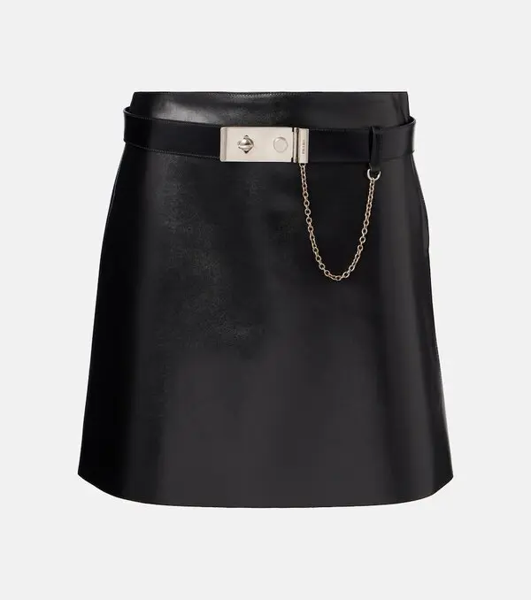 Prada Belted Leather Mini Skirt - Black