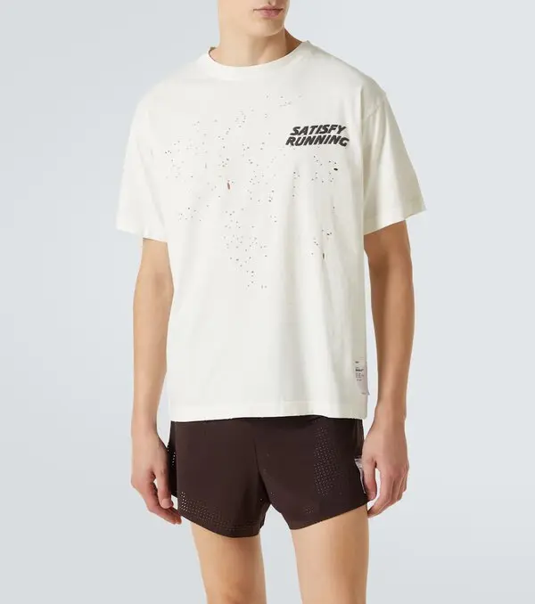 Satisfy Distressed Logo Cotton Jersey T-shirt - White