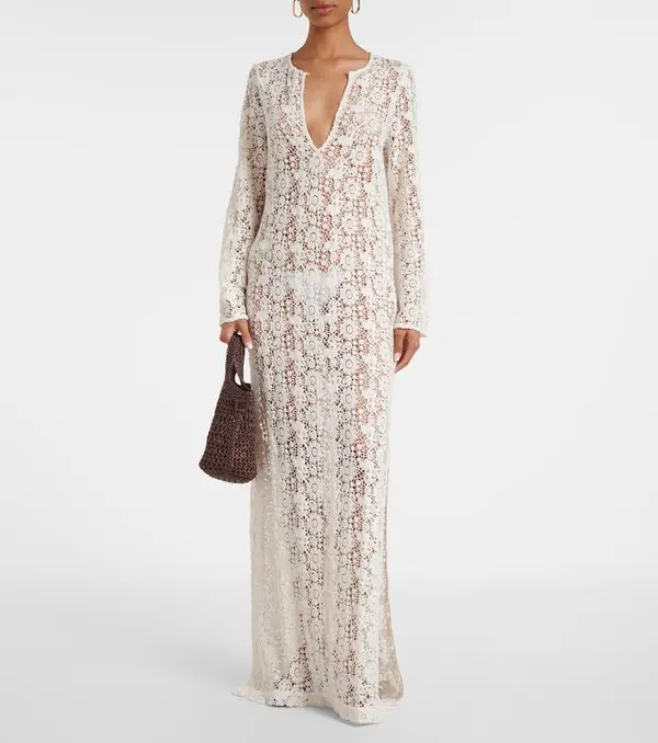 NILI LOTAN Cotton Lace Maxi Dress - White