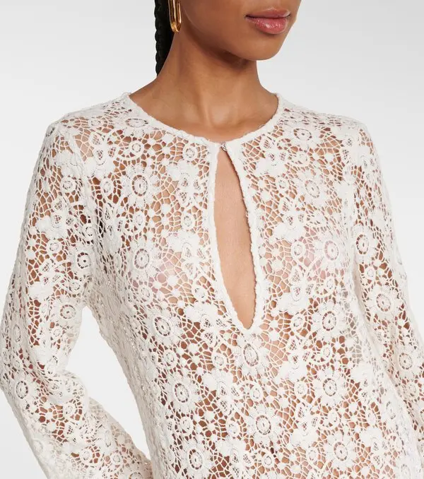 NILI LOTAN Cotton Lace Maxi Dress - White