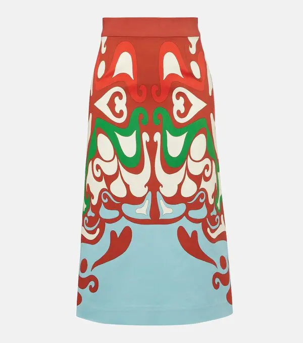 La DoubleJ Baia Printed Cotton-blend Midi Skirt - Multicoloured