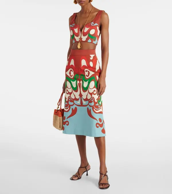 La DoubleJ Baia Printed Cotton-blend Midi Skirt - Multicoloured