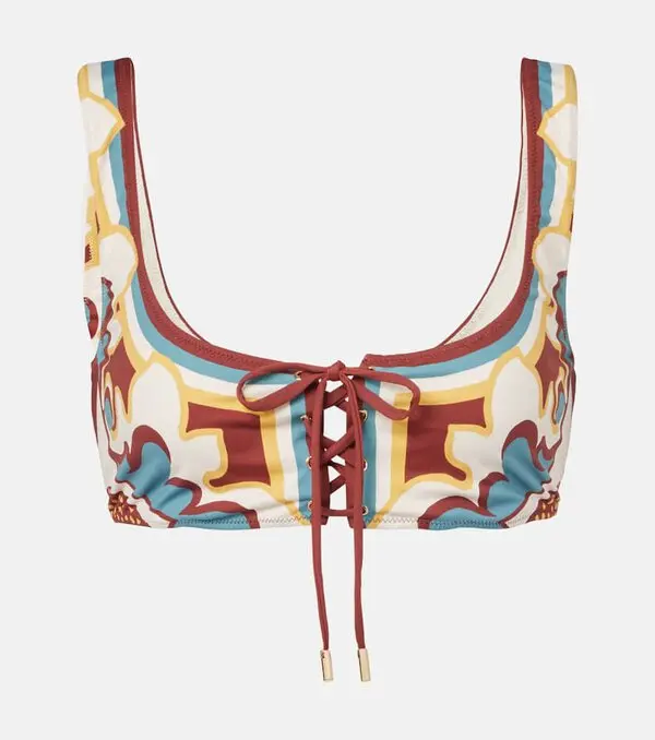 La DoubleJ Sunset Floral Bikini Top - Multicoloured