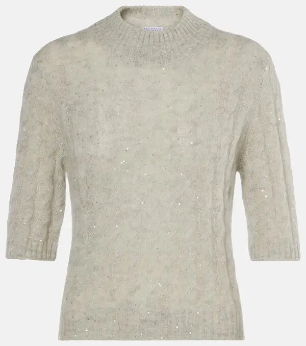 Brunello Cucinelli Sequined Cable-knit Sweater