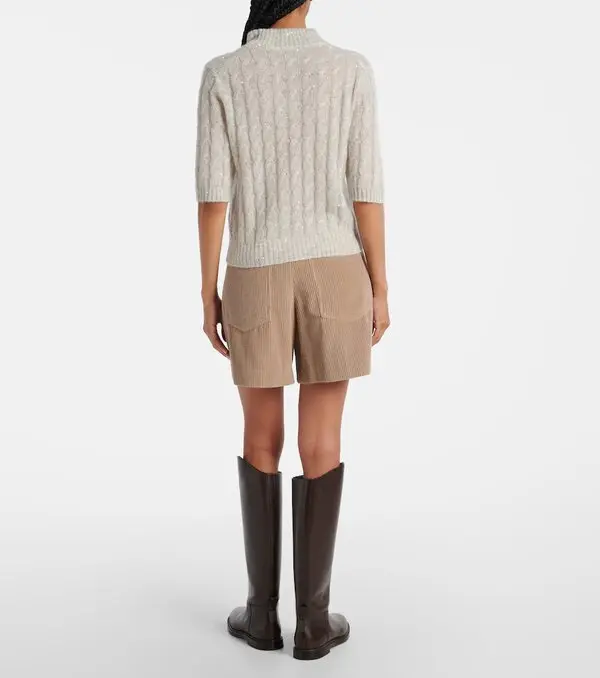 Brunello Cucinelli Sequined Cable-knit Sweater