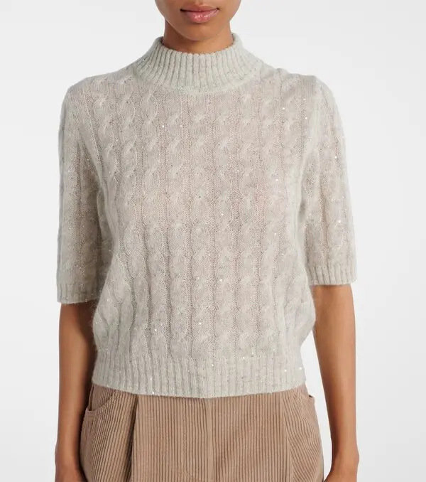 Brunello Cucinelli Sequined Cable-knit Sweater