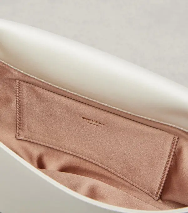JIMMY CHOO Zandra Embellished Satin Clutch - White