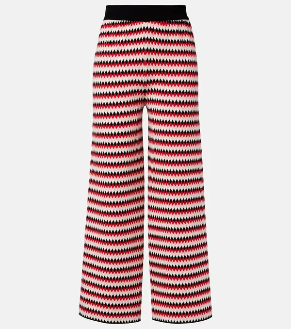 La DoubleJ Checkers Knitted Wide-leg Pants - Multicoloured