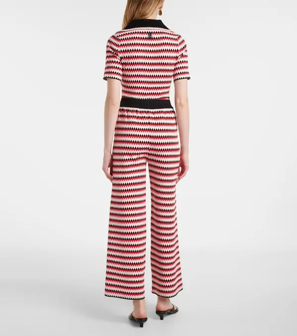 La DoubleJ Checkers Knitted Wide-leg Pants - Multicoloured