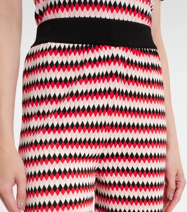 La DoubleJ Checkers Knitted Wide-leg Pants - Multicoloured