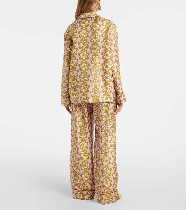 La DoubleJ Floral Silk Twill Pajama Shirt