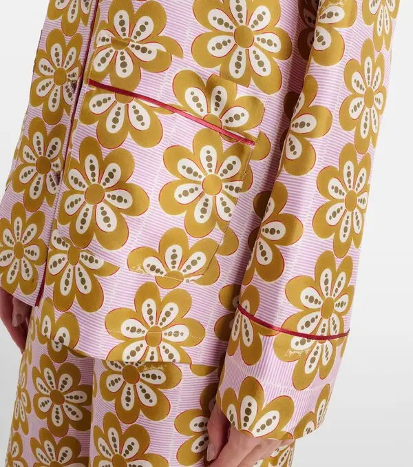 La DoubleJ Floral Silk Twill Pajama Shirt