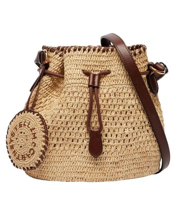 Stella McCartney Falabella Small Raffia Bucket Bag - Beige