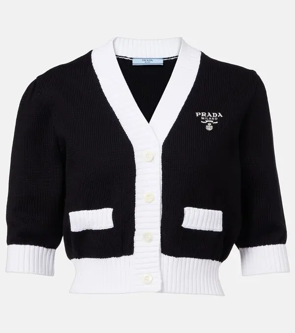 Prada Cropped Cotton Cardigan - Black