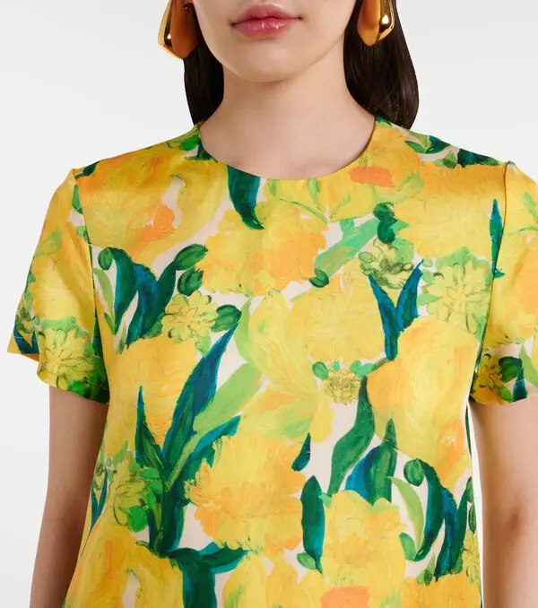 La DoubleJ Swing Feather-trimmed Maxi Dress - Yellow