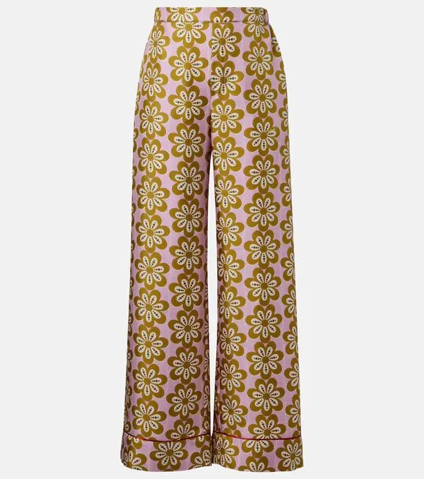 La DoubleJ Floral Silk Twill Pajama Pants - Multicoloured
