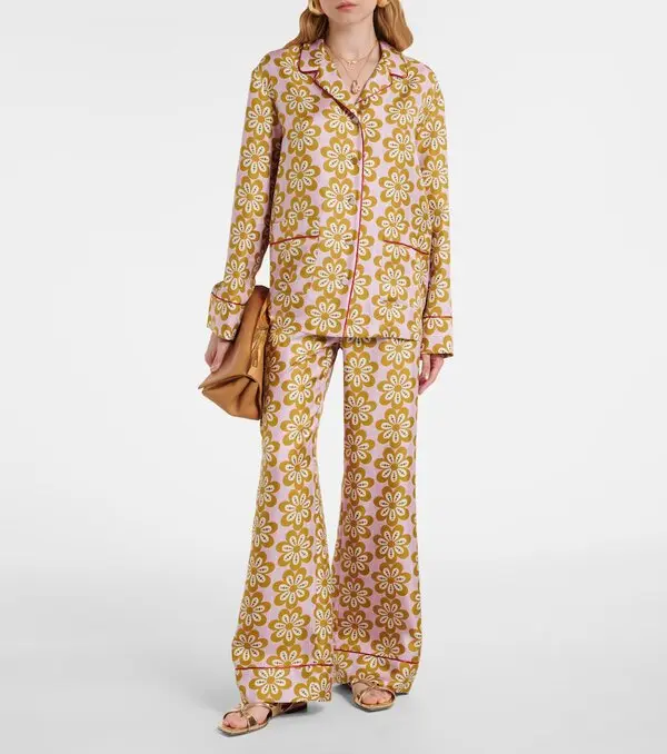 La DoubleJ Floral Silk Twill Pajama Pants - Multicoloured