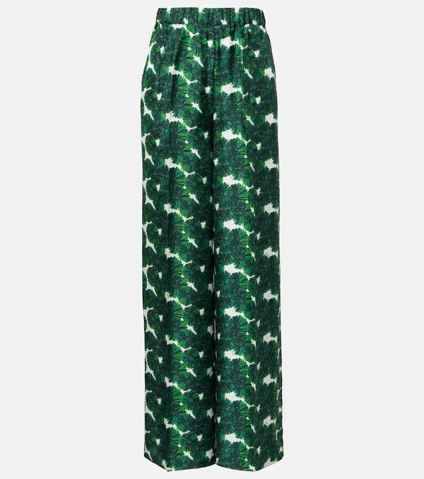 Max Mara Morena Printed Silk Twill Wide-leg Pants