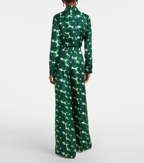 Max Mara Morena Printed Silk Twill Wide-leg Pants