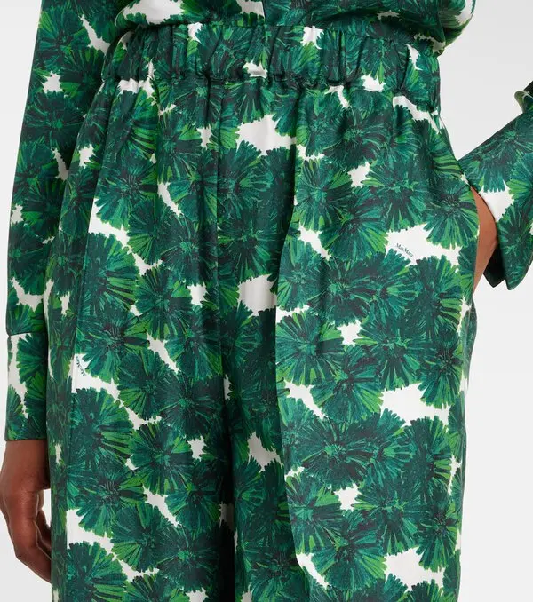 Max Mara Morena Printed Silk Twill Wide-leg Pants