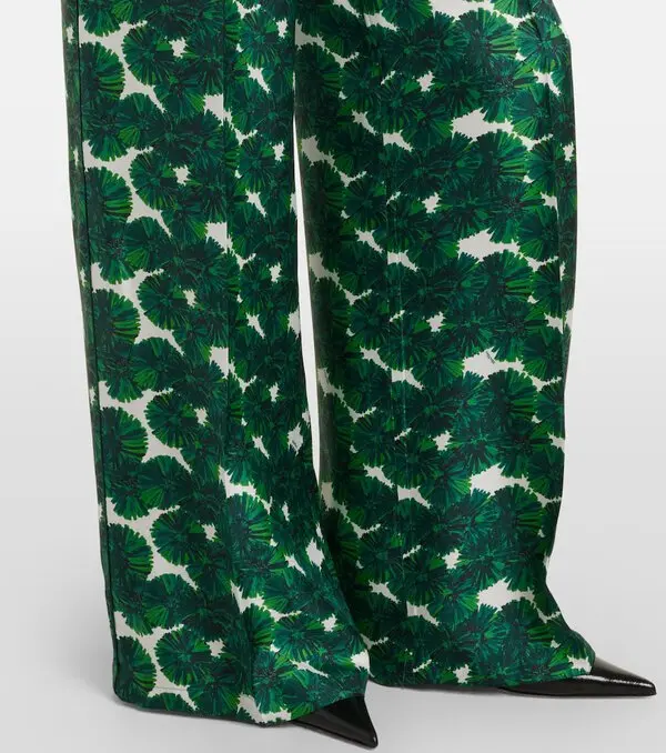 Max Mara Morena Printed Silk Twill Wide-leg Pants