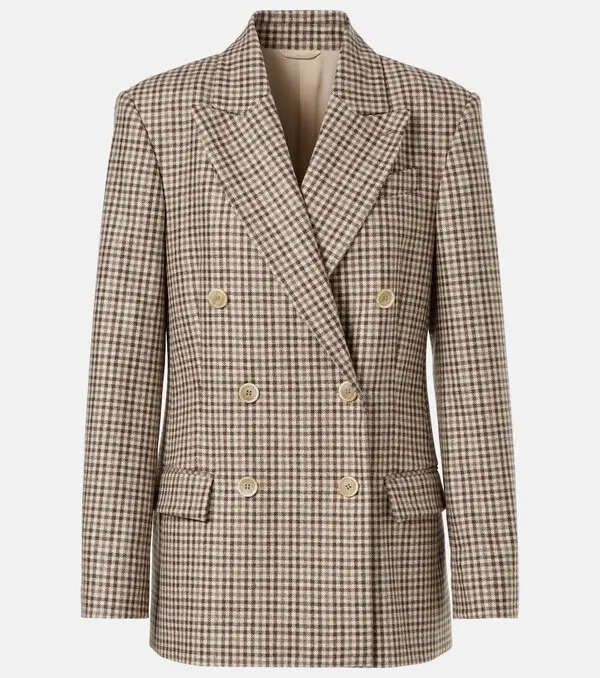 Brunello Cucinelli Checked Virgin Wool Blazer - Beige