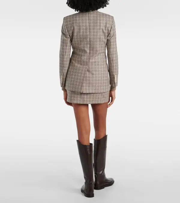 Brunello Cucinelli Checked Virgin Wool Blazer - Beige