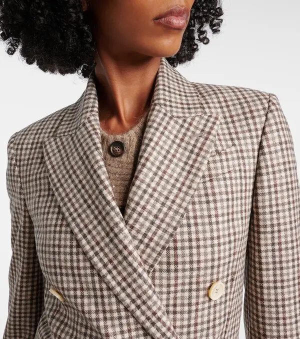 Brunello Cucinelli Checked Virgin Wool Blazer - Beige