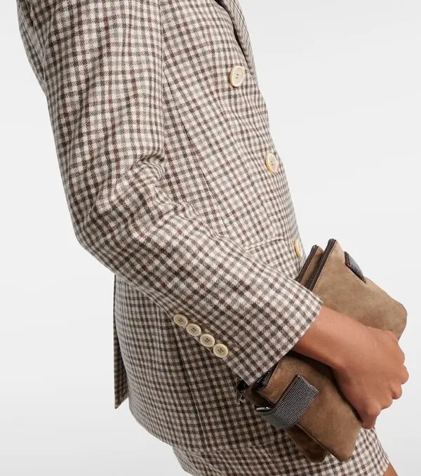 Brunello Cucinelli Checked Virgin Wool Blazer - Beige