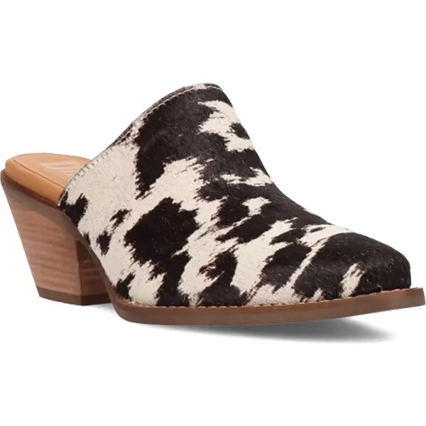DINGO Calico Calf Hair Mule - Cow Print