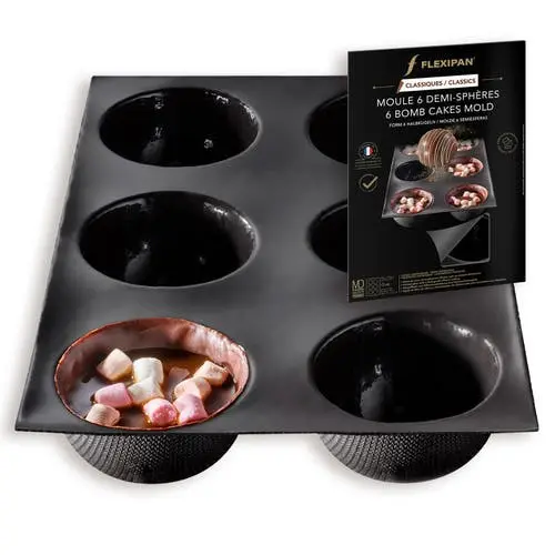 SILPAT Flexipan 6 Bomb Cakes Premium Silicone Baking Pan - Black