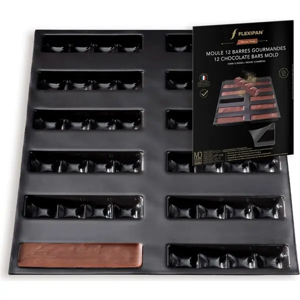 SILPAT Flexipan 12 Chocolate Granola Bars Premium Silicone Baking Pan - Black