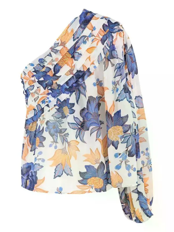 Farm Rio One-shoulder Floral Print Top - Neutrals