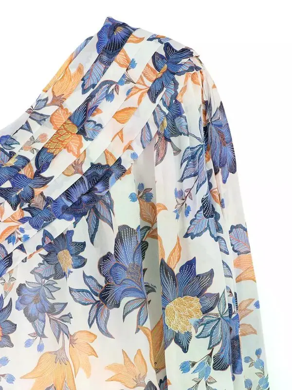 Farm Rio One-shoulder Floral Print Top - Neutrals