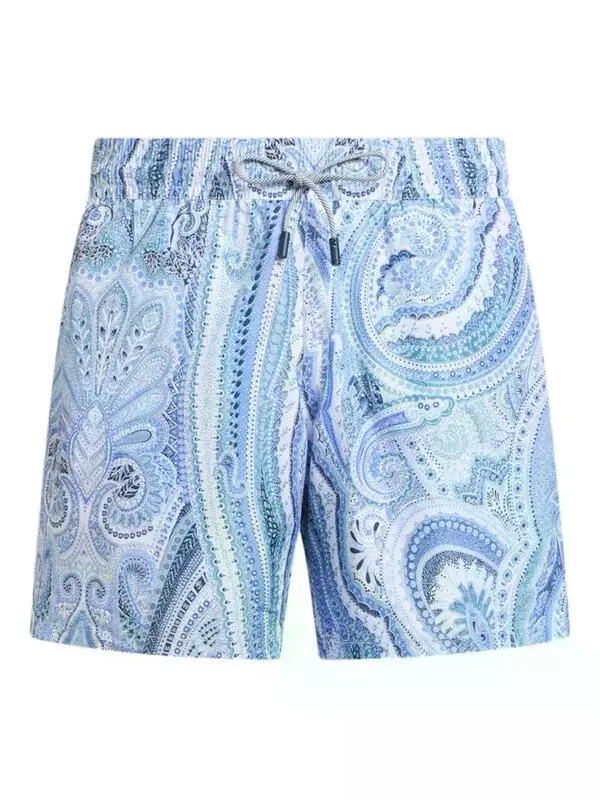 Etro Floral-print Swim Shorts - Blue