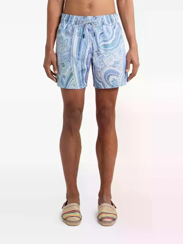 Etro Floral-print Swim Shorts - Blue