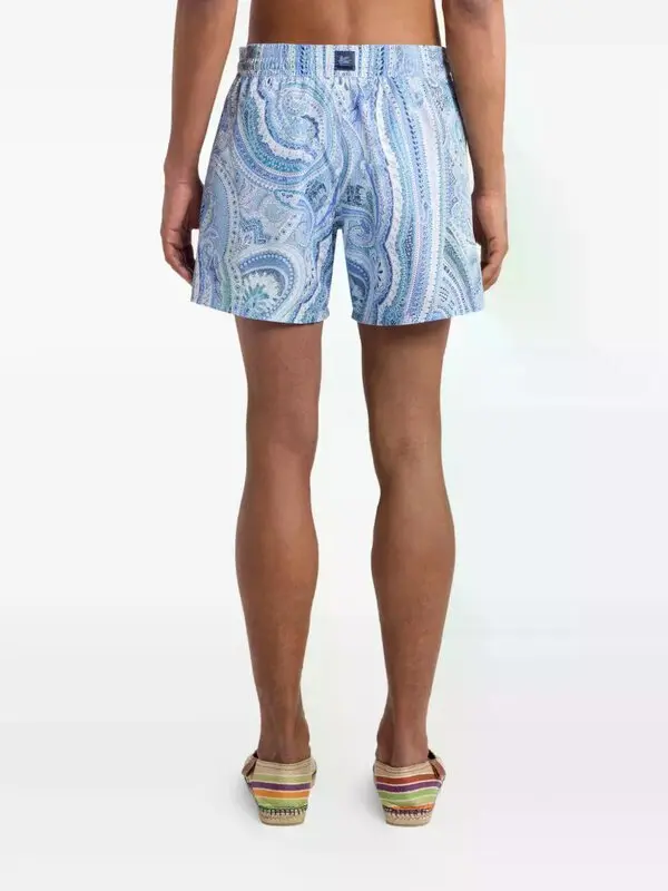 Etro Floral-print Swim Shorts - Blue
